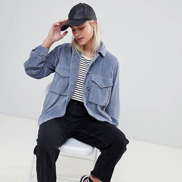 ASOS | Jackets & Coats | New Asos Design Cord Oversize Jacket In Blue ...